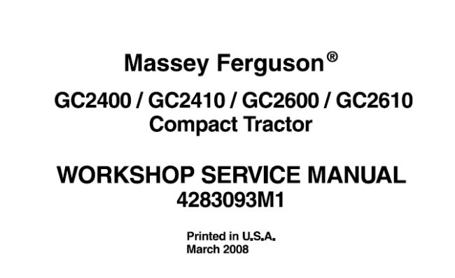 Massey Ferguson GC2400 , GC2410 , GC2600 , GC2610 Compact Tractor ...