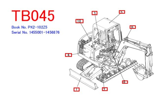Takeuchi TB045 Hydraulic Excavator Parts Manual