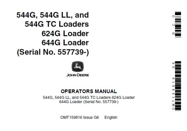John Deere 544G, 544G LL, 544G TC, 624G, 644G Loaders (SN 557739 ...