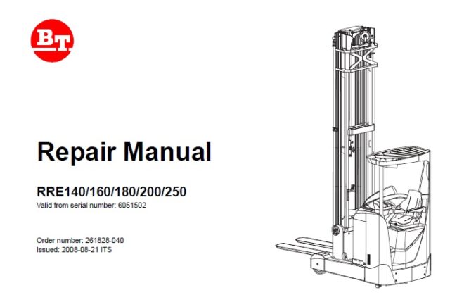 BT RRE140, RRE160, RRE180, RRE200, RRE250 Forklift Service Repair ...