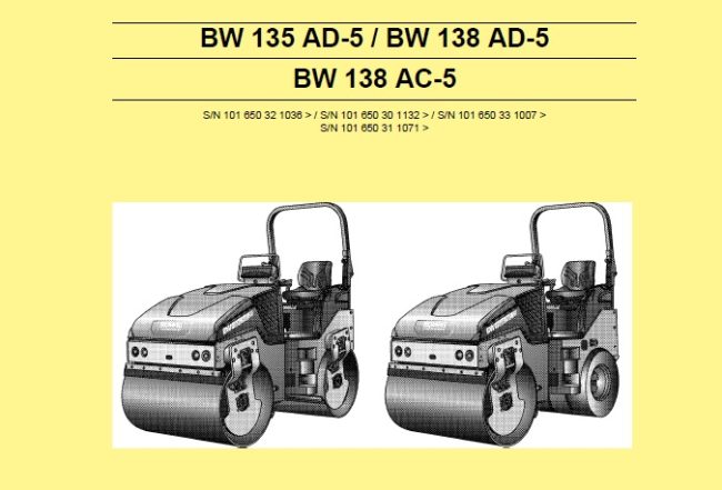 Bomag BW 135 AD-5 / BW 138 AD-5 / BW 138 AC-5 Tandem Vibratory Roller ...