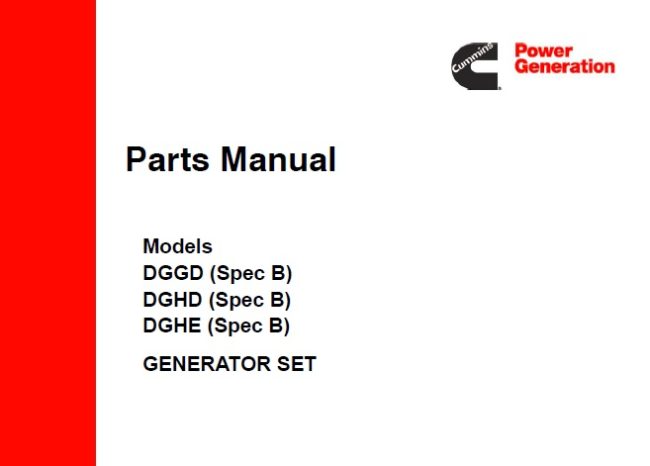 Onan DGGD, DGHD, DGHE Generator Set (Spec B) Parts Manual – Service ...