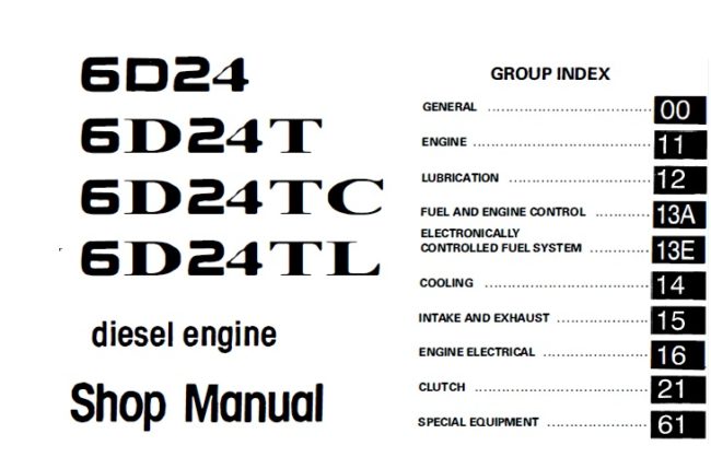 Mitsubishi 6D24, 6D24T, 6D24TC, 6D24TL Diesel Engine Shop Manual