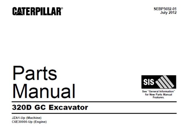 Caterpillar Cat 320D GC Excavator Parts Manual (JZA)