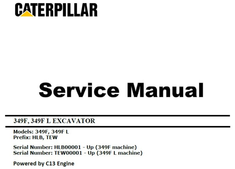 Caterpillar Cat 349F (HLB, TEW) Excavator Service Manual