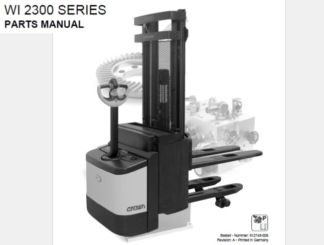 Crown WI 2300 Series Forklift Parts Manual