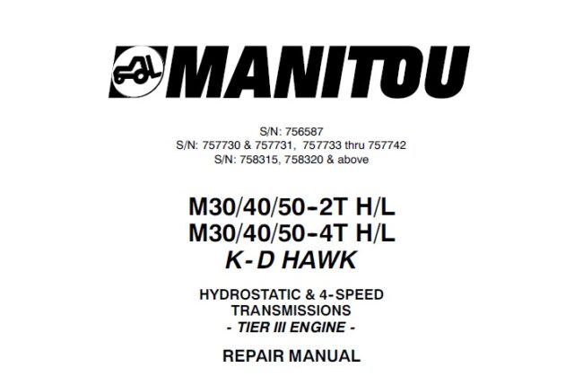 Manitou M30, 40, 50 -2T-4T HL TIER 3 Forklift Repair Manual