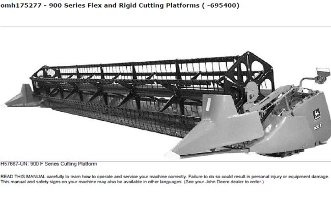 John Deere 900 Series Flex and Rigid Cutting Platforms ( -695400 ...