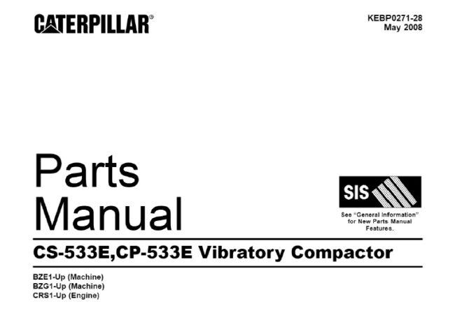 Caterpillar CS-533E, CP-533E Vibratory Compactor Parts Manual (BZE, BZG)
