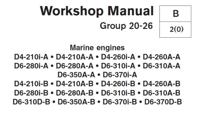 Volvo Penta D4, D6 Marine Engine Workshop Manual