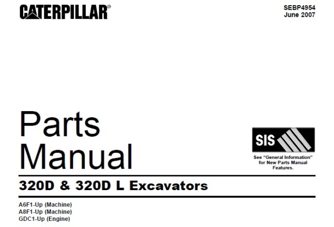 Caterpillar Cat 320D & 320D L Excavator Parts Manual (A6F, A8F)