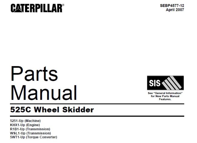Caterpillar Cat 525C Wheel Skidder Parts Manual