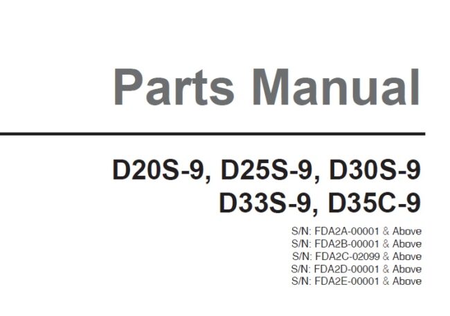 Doosan D20S-9, D25S-9, D30S-9, D33S-9, D35C-9 Forklift Parts Manual