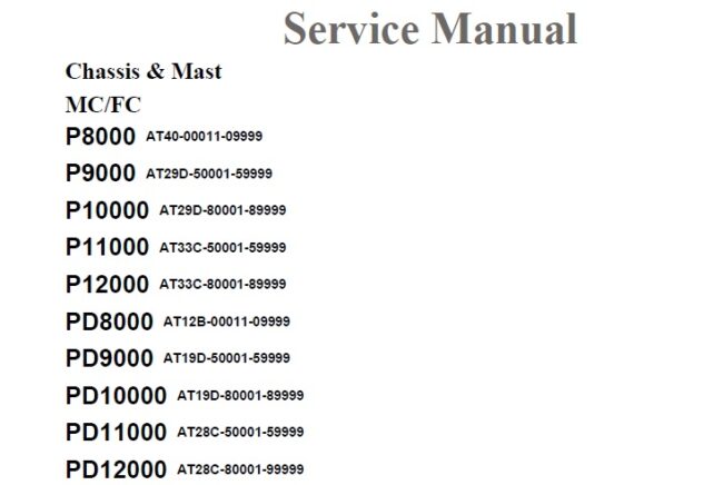 Cat P8000 to P12000, PD8000 to PD12000 Forklift Service Manual