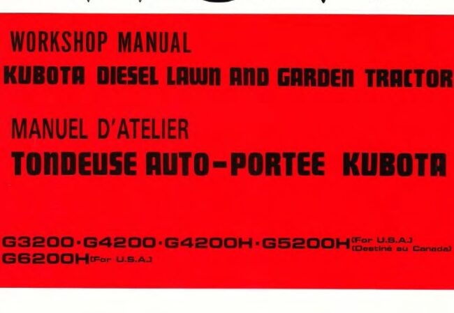 Kubota G3200, G4200, G4200H, G5200H, G6200H Tractor Workshop Manual ...