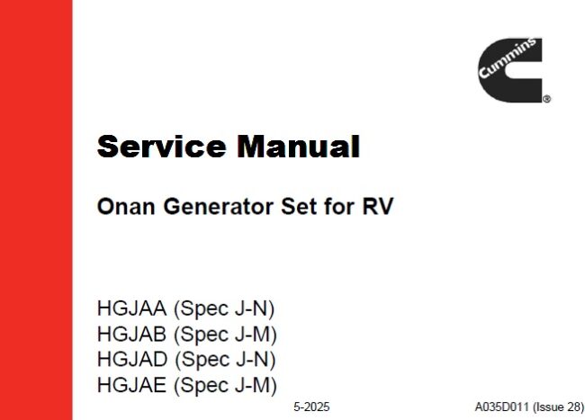 Onan HGJAA, HGJAB, HGJAD, HGJAE (J-N, J-M) Service Manual